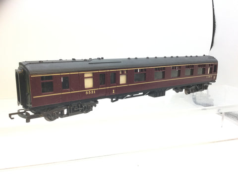 Trix 1933 OO Gauge LMS Maroon Mk 1 Composite Brake Coach 5531