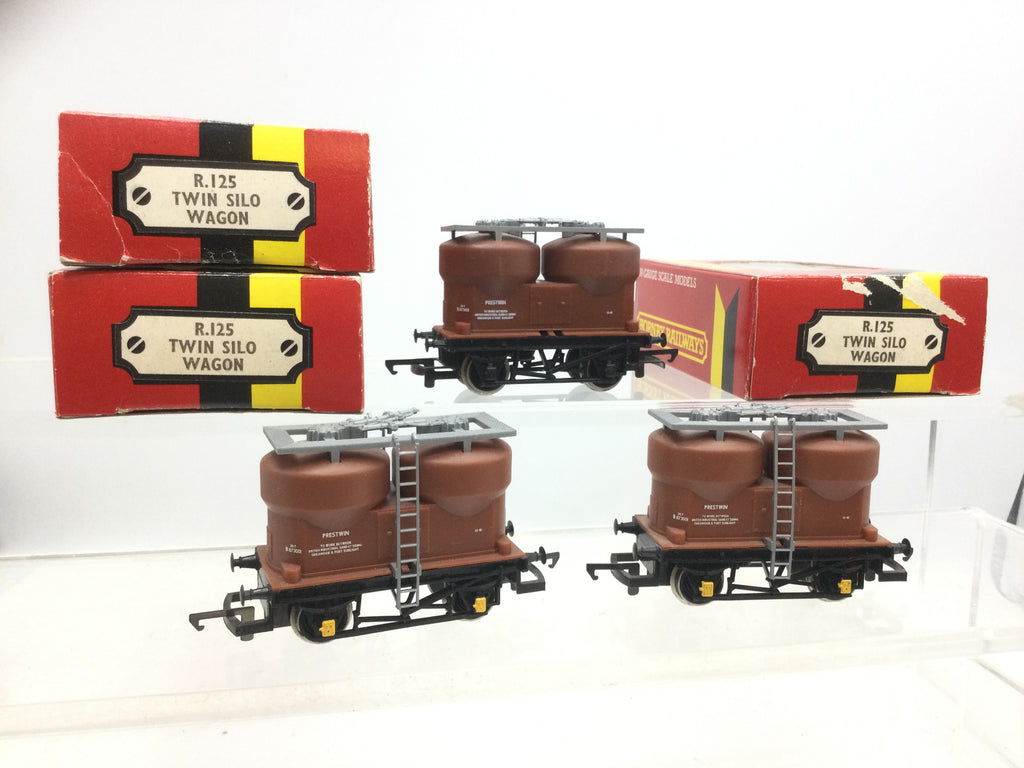 Hornby R125 OO Gauge BR Prestwin Twin Silo Wagon x3